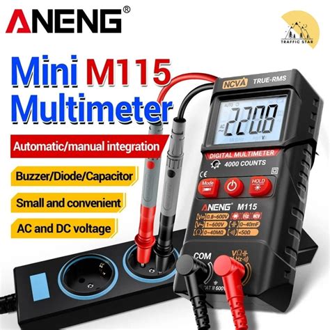 Aneng M115 Mini Digital Multimeter 4000 Counts Dc Ac Voltage Smart Mul Traffic Star