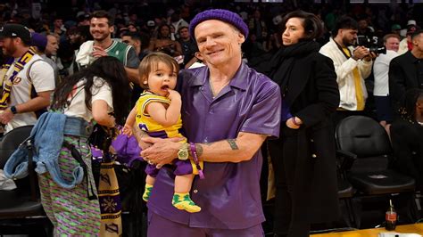 Flea Wears All Purple Outfit While Watching Los Angeles Lakers With