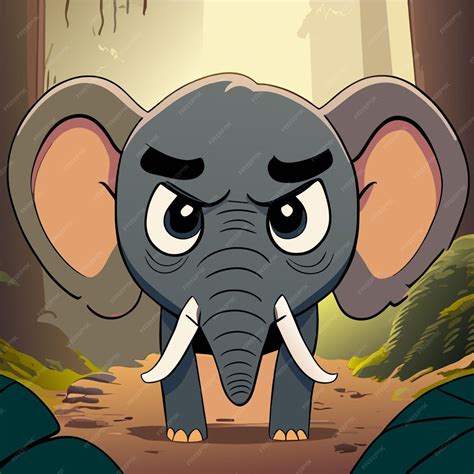 Premium Vector Angry Elephant Close Up In Madera Foggy Forest Hand