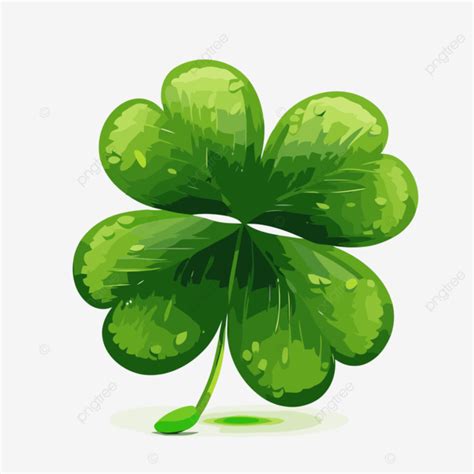 Green Clover Vector Sticker Clipart Shamrock With 4 Leaf Green Leaves