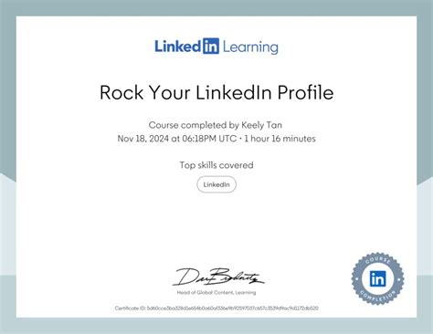 Keely Tan On Linkedin Certificate Of Completion