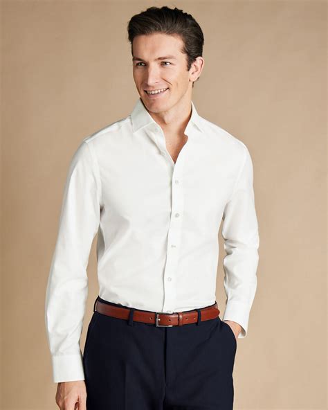 Cutaway Collar Non Iron Twill Shirt White Charles Tyrwhitt