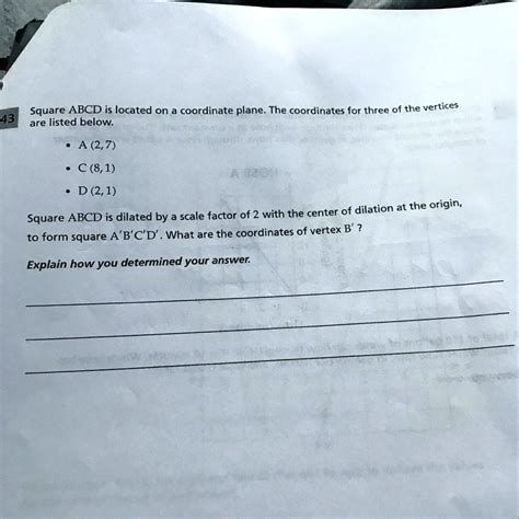 43 Square Abcd Is Located On A Coordinate Plane The Coordinates For