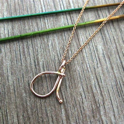 Gold Handmade Script Initial Necklace Letter Choose Letter Script
