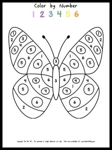 Color By Number Butterfly Coloring Page Free The Art Kit