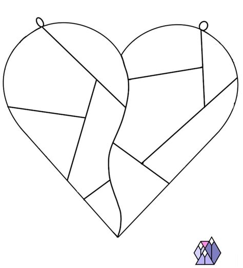 Digital Stained Glass Pattern For Download Heart 2 Etsy Canada