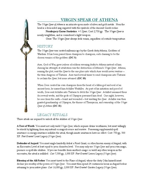 Virgin Spear Of Athena History Download Free Pdf Athena Mythology