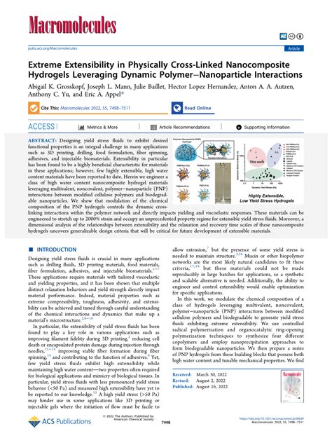 Pdf Extreme Extensibility In Physically Cross Linked Nanocomposite Hydrogels Leveraging