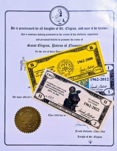 St Eligius Banknotes Coin Of Note