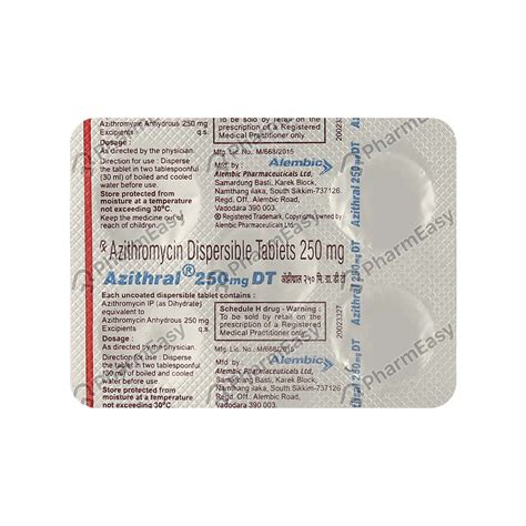 Azithral 250 Mg Tablet 5 Uses Side Effects Dosage Composition