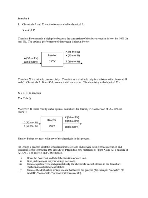 exercise 1 learning flowsheet creation pdf mole unit chemical