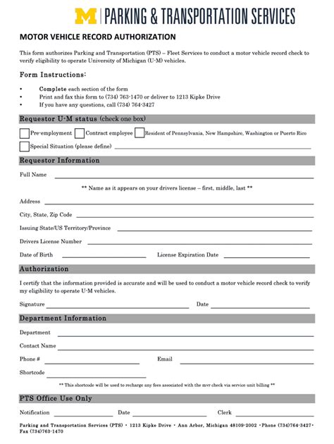 Fillable Online Pts Umich Mvr Authorizationdocx Fax Email Print
