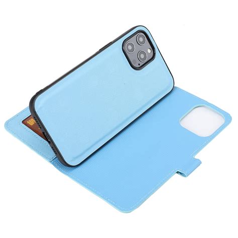 Cross Texture Detachable Leather Phone Case For Iphone 12 Pro Max Blue