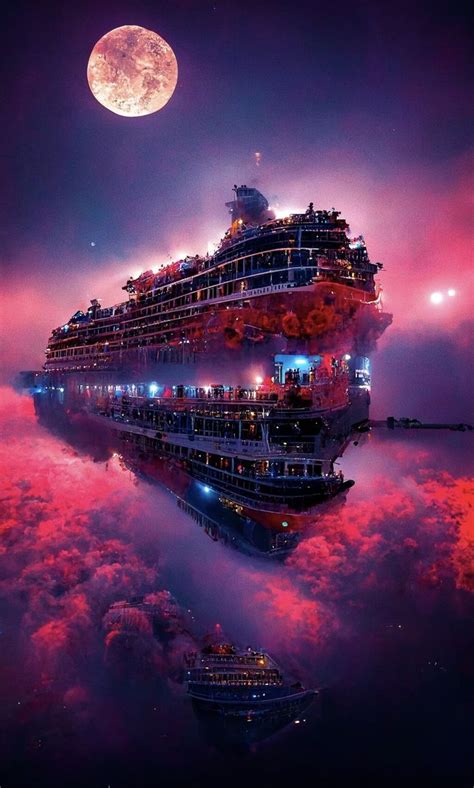 Ships At Night Wallpaper Nighttime Ship Scenery Neon Purple