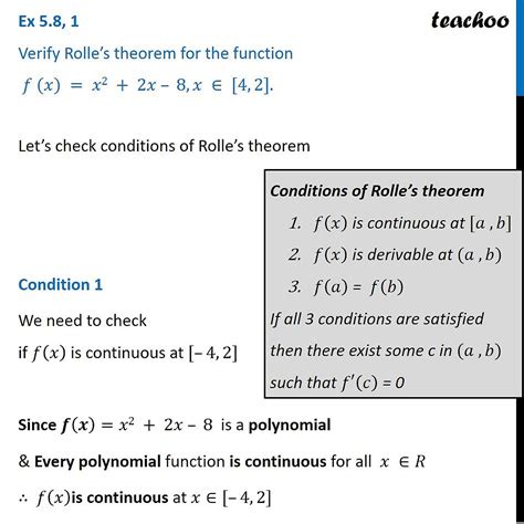 Question 1 Verify Rolles Theorem For F X X2 2x 8