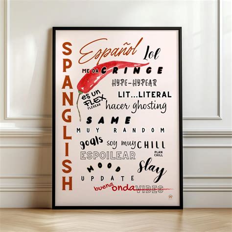 Spanglish Classroom Poster Retro Typography Art Digital Download Pdf