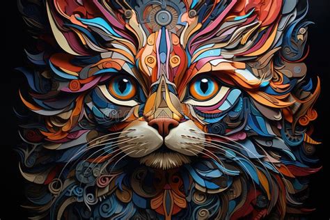 Abstract Cat Patterns Texture And Layers Cartoon Style Stock Illustration Illustration Of