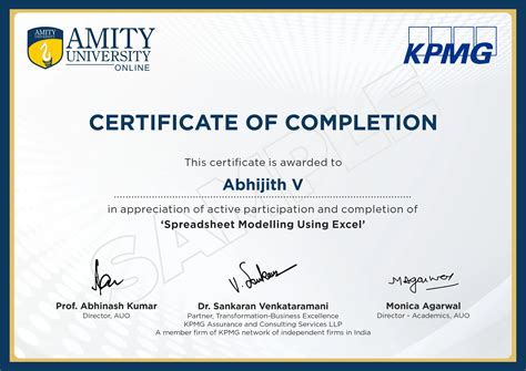 Excel Spreadsheet Modelling Certification Course Amity Online