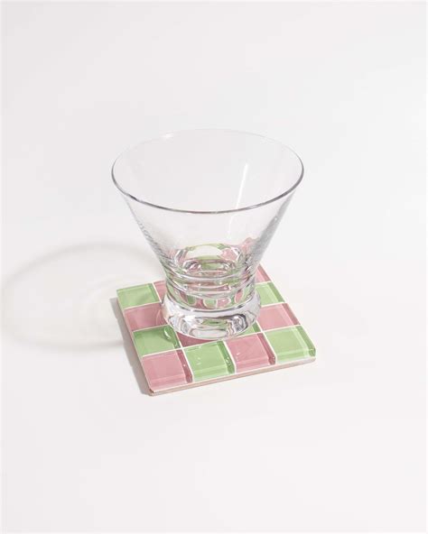 Glass Tile Coaster Pink Guava Set Of 2 Cute Coasters Tile Urban