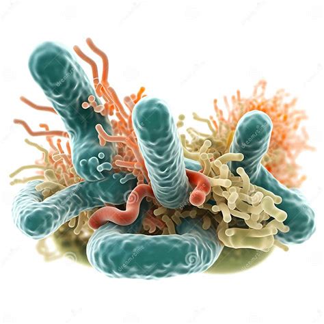 Enzyme Molecules Macro Illustration On White Background Illustration