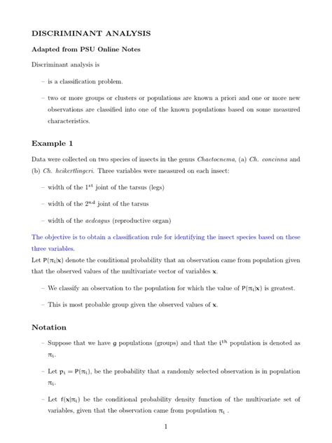 Mas 408 Discriminant Analysis Pdf Covariance Matrix Statistical Classification