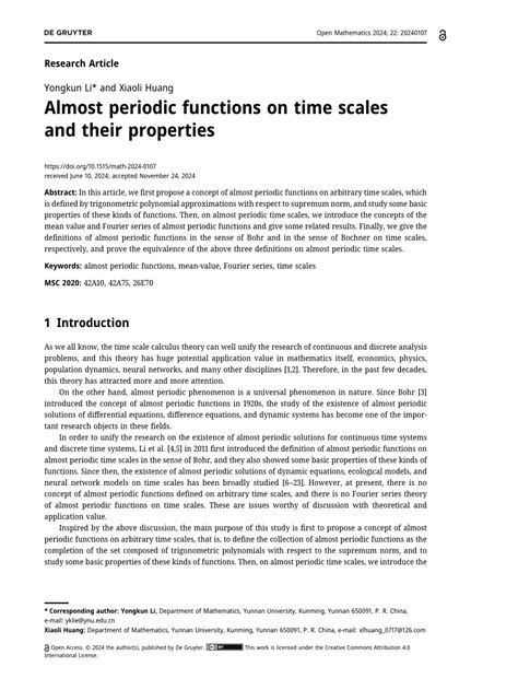 Pdf Almost Periodic Functions On Time Scales And Their Properties