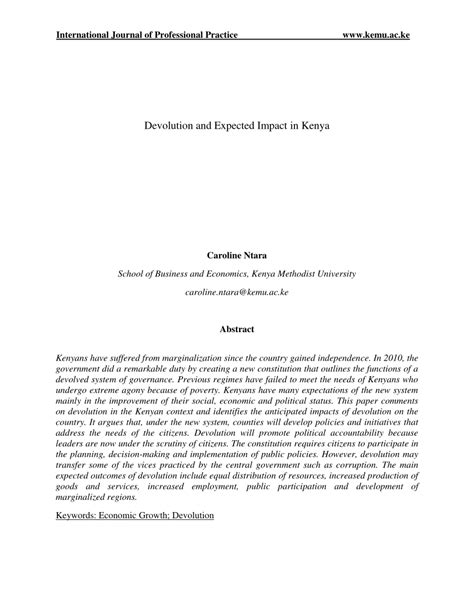 Pdf Devolution And Expected Impact In Kenya