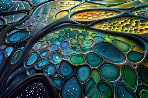 Cellular Mosaic Organic Cell Like Structures In Shades Of Blue And Green Generative Ai Stock