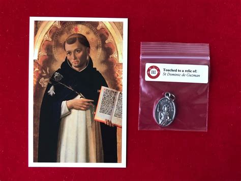 Saint Dominic De Guzman Relic Medal Pack Third Class Relic Holy Card