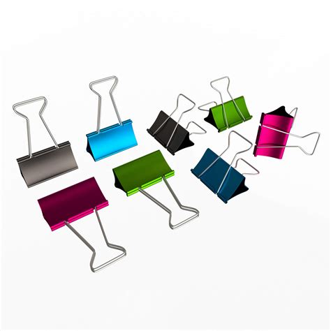 Colored Binder Clips 3d Model By Khaganfx