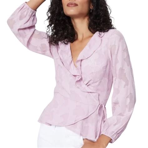Paige Tops Nwt Paige Lilac Parsley 0 Silk Shadow Floral Wrap Top