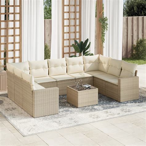 Vidaxl Garden Sofa Set Beige Pe Rattan Large Modular Garden Sofa Set
