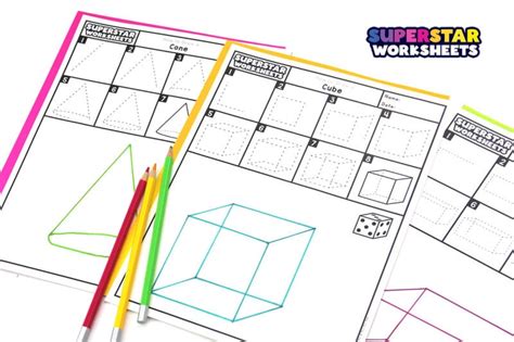 D Shapes Drawing Superstar Worksheets