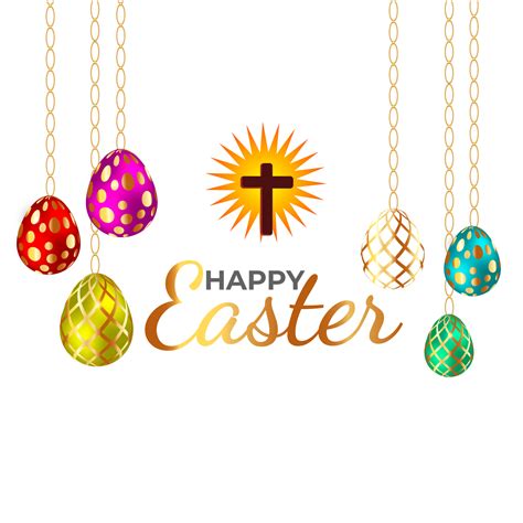 Happy Easter Element For Designeggs In Green Grass With White Flowers