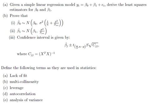 solved a given a simple linear regression model yi ß0 ß1 ei