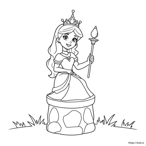 Princess With Crown Coloring Page