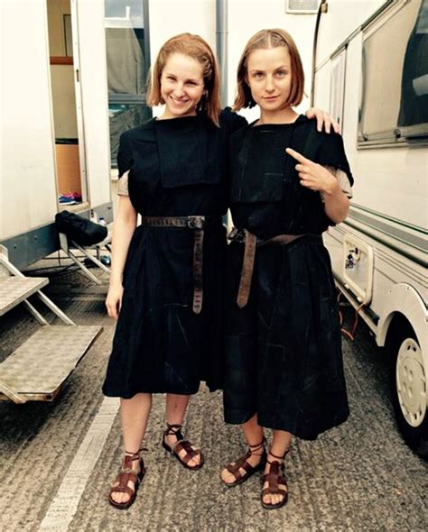 Faye Marsay With Her Stunt Double Casey Michaels On The Set Of Game Of