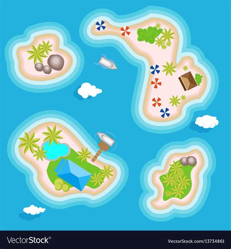 Island Top View Vector