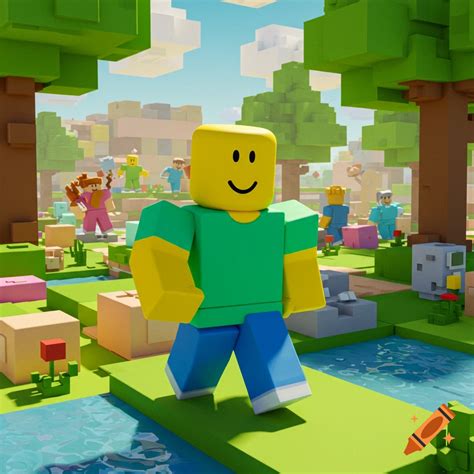 A Stylized Roblox Noob Avatar Runs Across A Green Field From Numerous Meteors Falling From A