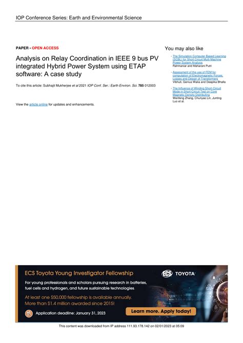 Pdf Analysis On Relay Coordination In Ieee 9 Bus Pv Integrated Hybrid Power System Using Etap