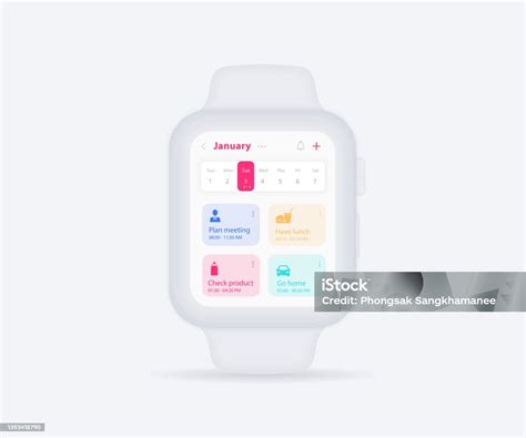 스마트워치 캘린더 플래너 앱 개념 활동 캘린더 시계 ui ux 손목시계 캘린더 스케줄 일정 연간 계획 회의 애플리케이션 캘린더