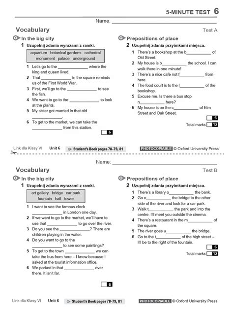 Link L6 U6 5min Test Vocab Pdf