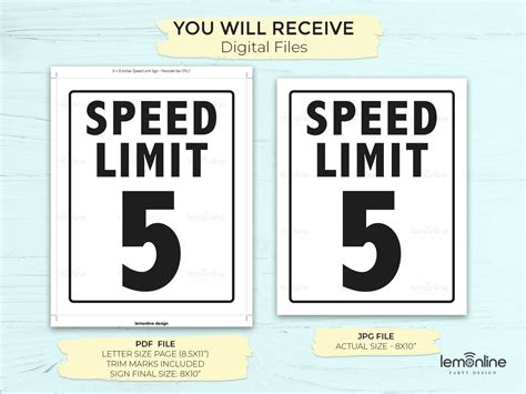 Speed Limit 5 Sign Refuel Here Sign Road Signs Party Etsy Australia