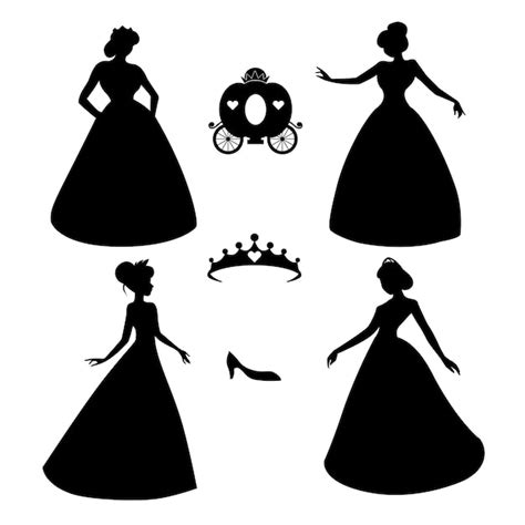 Premium Vector Flat Princess Silhouette Collection Illustration