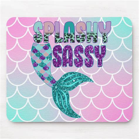 Girly Splashy Sassy Pink Purple Green Mermaid Tail Mouse Pad Zazzle
