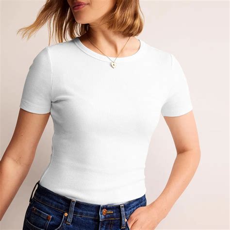 White Ribbed T Shirt Brandalley