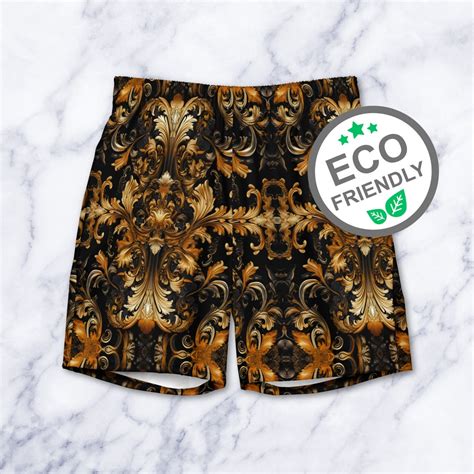 Black And Gold Mens Swim Trunks Medieval Baroque Mens Festival Shorts Royal Victorian Mens