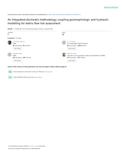 Pdf An Integrated Stochastic Methodology Coupling Geomorphologic And
