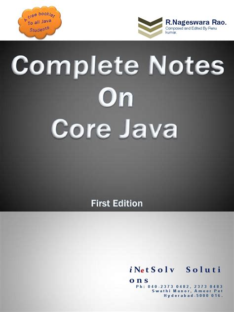 Core Java Notes And Concepts Pdf Java Programming Language Java