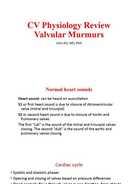 Cv Review Valvular Murmurs Pdf